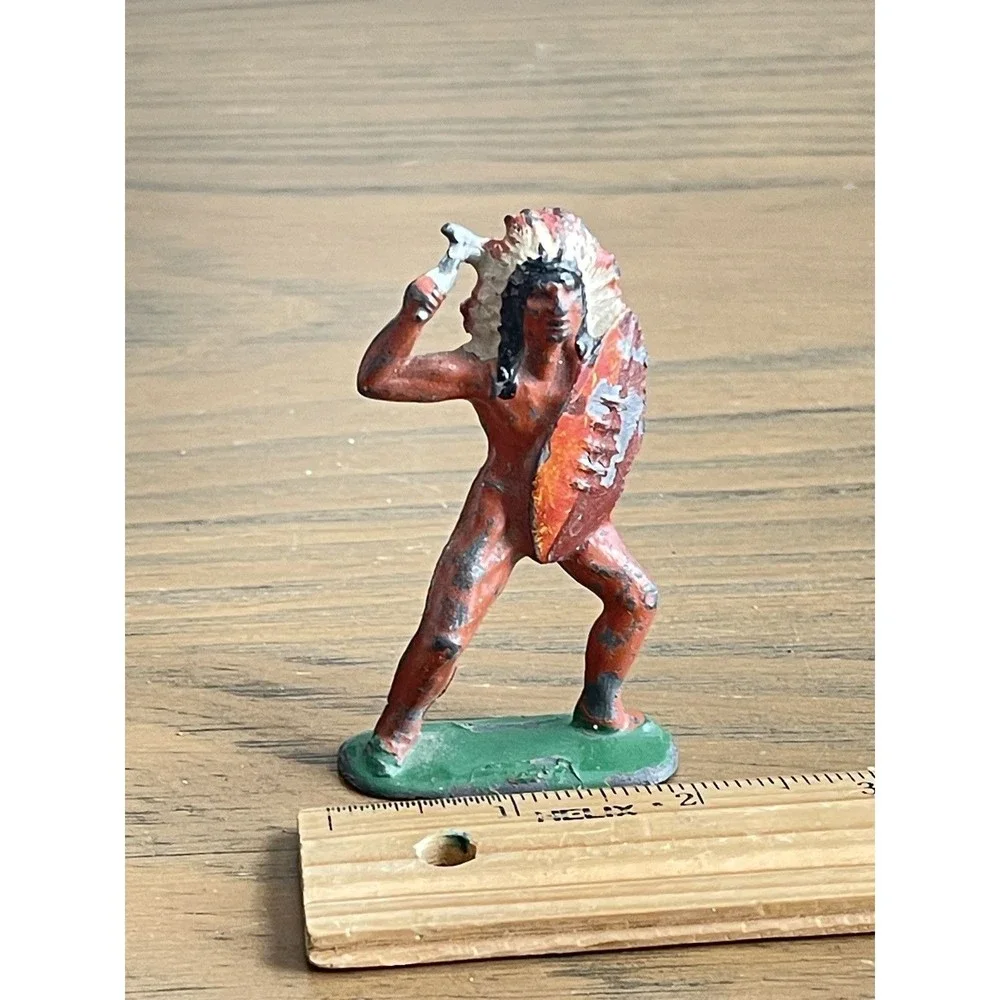 Art | Vintage 193s Barclay 754 Metal Toy Warrior Chief Tomahawk Shield ...